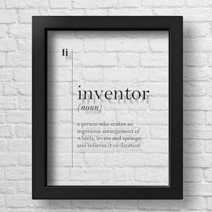 TRANSPARENT Inventor Definition Print Science Gift Inventor Gift Nerd ...