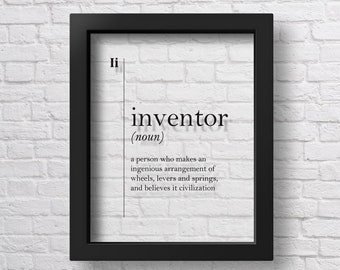 Inventor Definition Print Science Gift Inventor Gift Nerd Gift Dorm ...