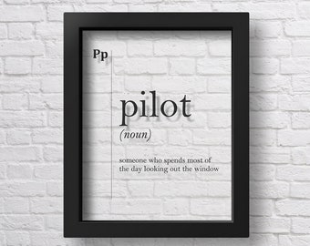Pilot Wall Art Pilot Gift Pilot Funny Definition Aviation Wall Art ...