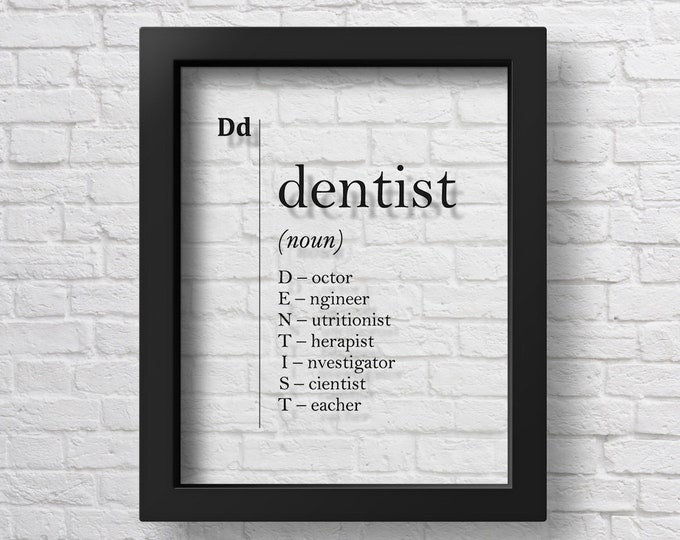 Dentist Gift Dentist Definition Dentist Poster Dental Office Decor ...