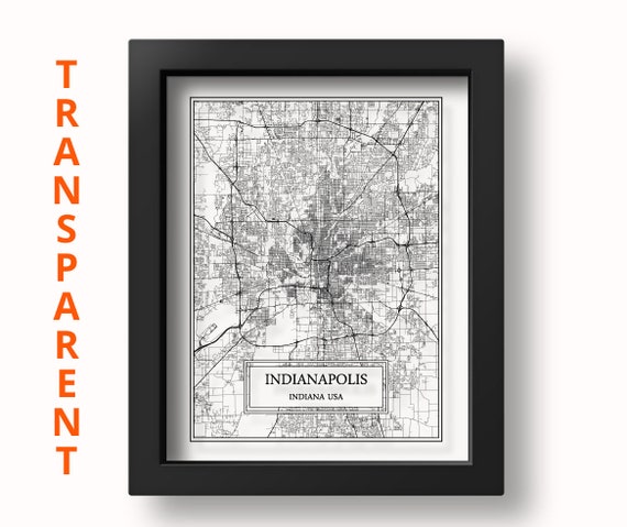 TRANSPARENT Indianapolis City Map Detailed Indianapolis Map | Etsy