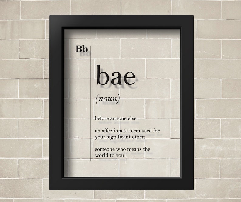 TRANSPARENT Bae Definition Print Boyfriend Gift Girlfriend College Gift ...