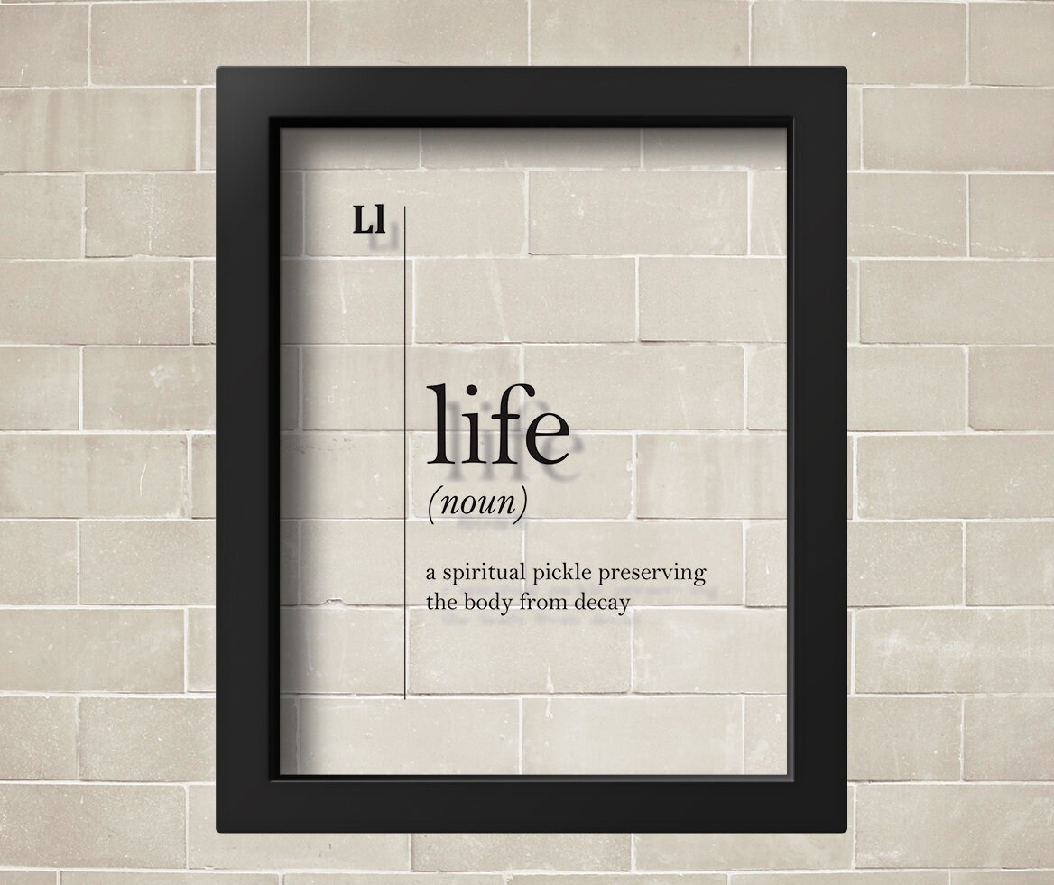 TRANSPARENT Life Definition Print Family Gift Home Wall Decor Friend ...