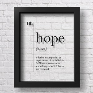 TRANSPARENT Hope Definition Hope Print Hope Wall Art Modern Print ...