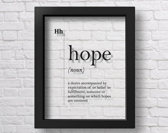 Hope Definition Hope Print Hope Wall Art Modern Print Minimalism ...