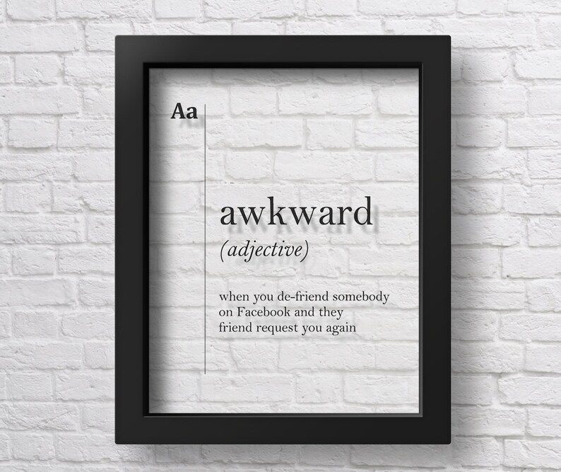 TRANSPARENT Awkward Definition Print Facebook Wall Art Dorm - Etsy