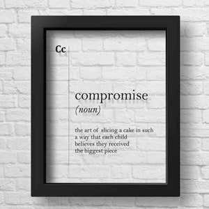 TRANSPARENT Compromise Funny Definition Print Kitchen Decor - Etsy
