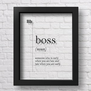 TRANSPARENT Boss Definition Poster, Boss Gift, Coworker Gift Boss Print ...
