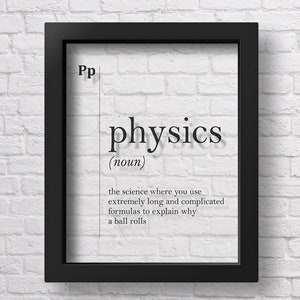 TRANSPARENT Physics Definition Poster Science Gift Funny Physics ...