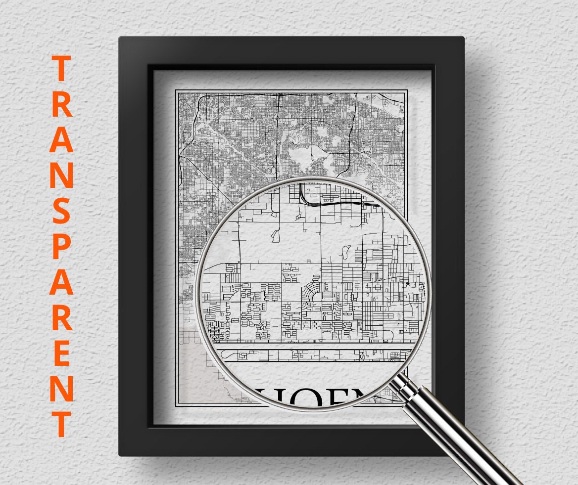 TRANSPARENT Phoenix City Map Detailed Phoenix Map Phoenix Wall Art ...