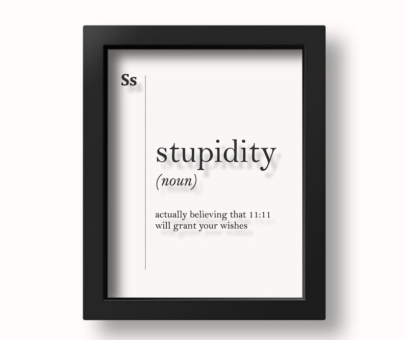TRANSPARENT Stupidity Definition Print Dorm College Decor | Etsy