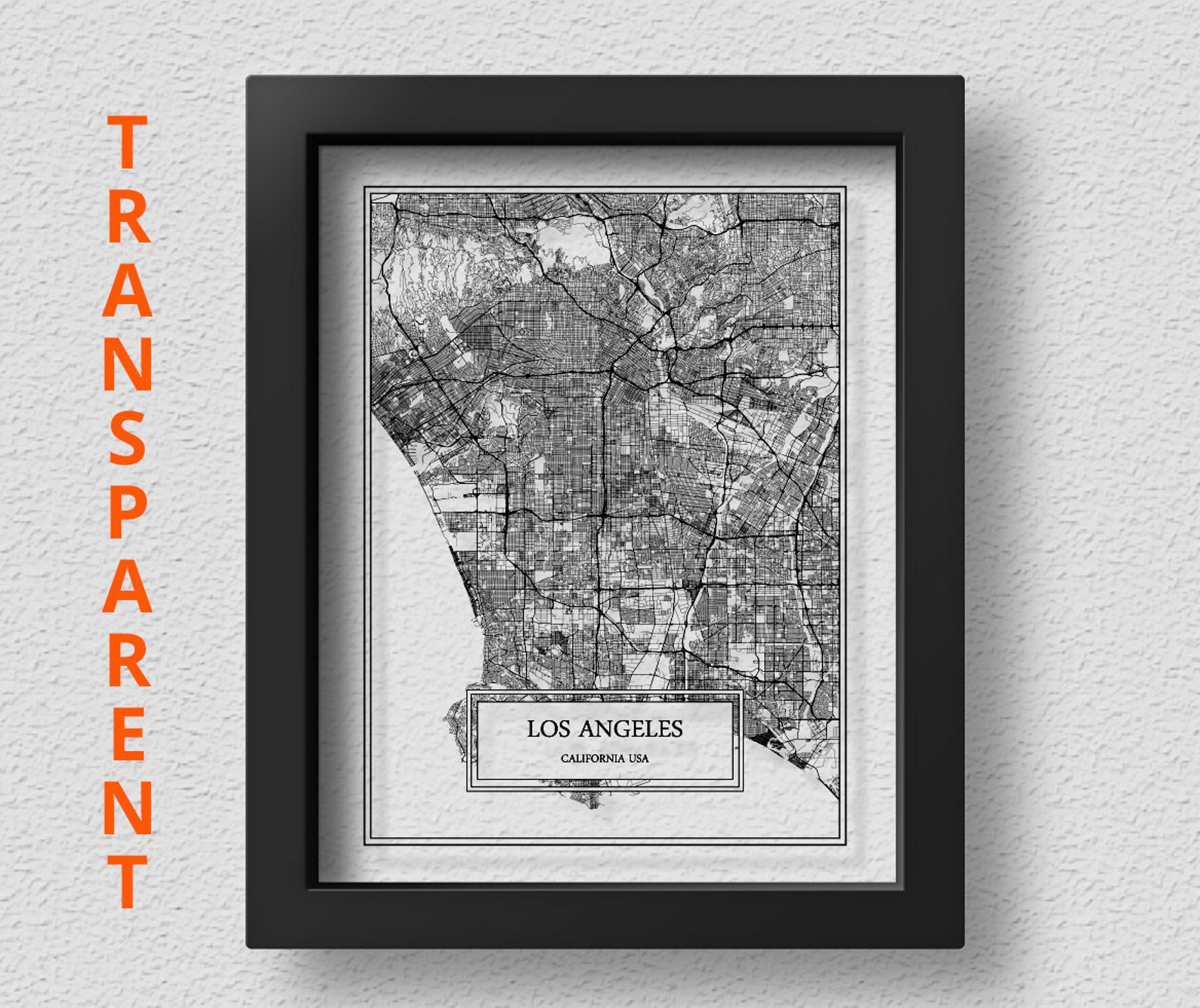 TRANSPARENT Los Angeles City Map Detailed Los Angeles Map Los - Etsy