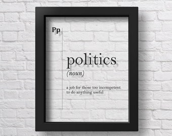 Politics Definition Poster Politics Gift Politician Gifts Funny Lawyer ...