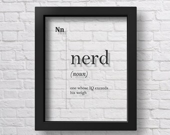 Nerd Definition Print Gift for Friend Dorm Wall Art Dorm Quotes ...