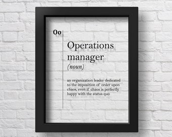 Operations Manager Definition Print Gift for Coworker Boss Funny Poster ...
