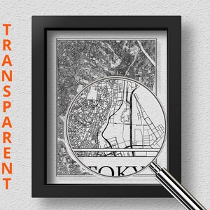TRANSPARENT Tokyo City Map Detailed Tokyo Map Tokyo Wall Art Tokyo ...