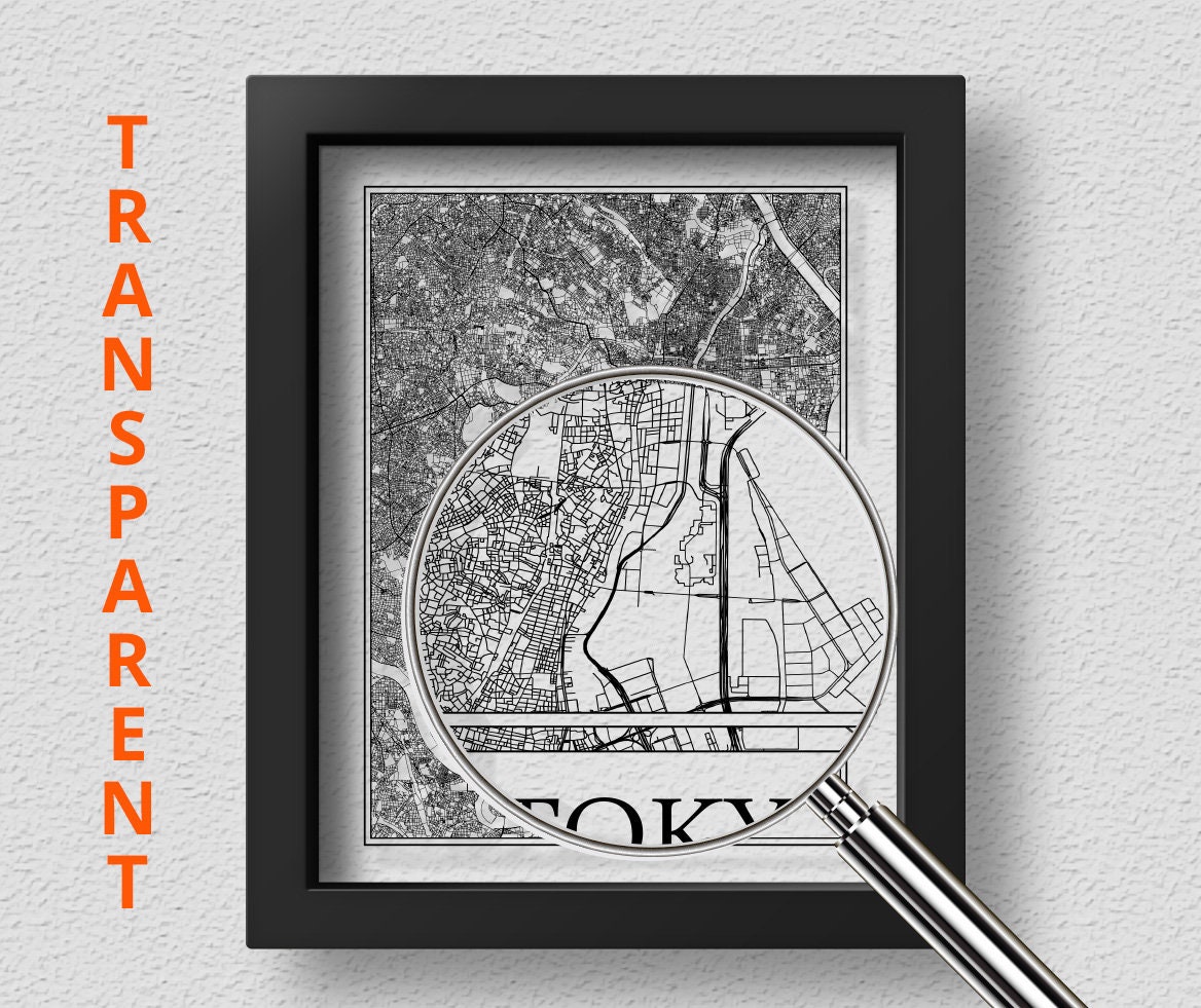 TRANSPARENT Tokyo City Map Detailed Tokyo Map Tokyo Wall Art Tokyo ...