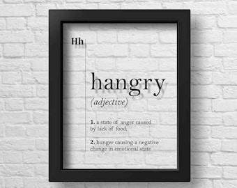 Hangry Funny Definition Print Kitchen Decor Home Wall Art Gift for ...