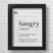 TRANSPARENT Hangry Funny Definition Print Kitchen Decor Home Wall Art ...