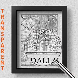 TRANSPARENT Dallas City Map Detailed Dallas Map Dallas Wall Art Dallas ...