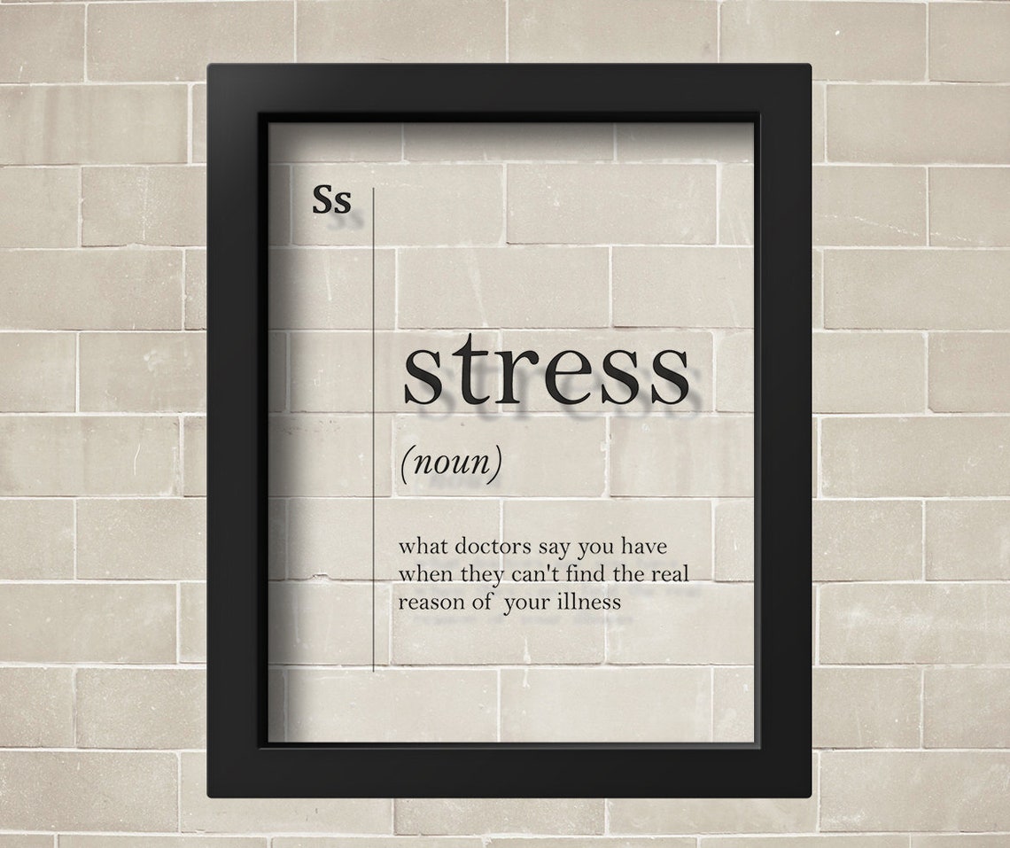 TRANSPARENT Stress Funny Definition Print Gift for Doctor Hospital Wall ...