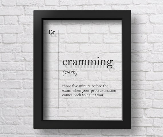 TRANSPARENT Cramming Definition Dorm Wall Art Print | Etsy