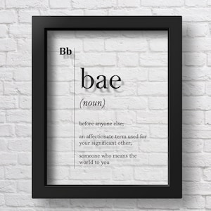 TRANSPARENT Bae Definition Print Boyfriend Gift Girlfriend College Gift ...