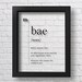 TRANSPARENT Bae Definition Print Boyfriend Gift Girlfriend College Gift ...
