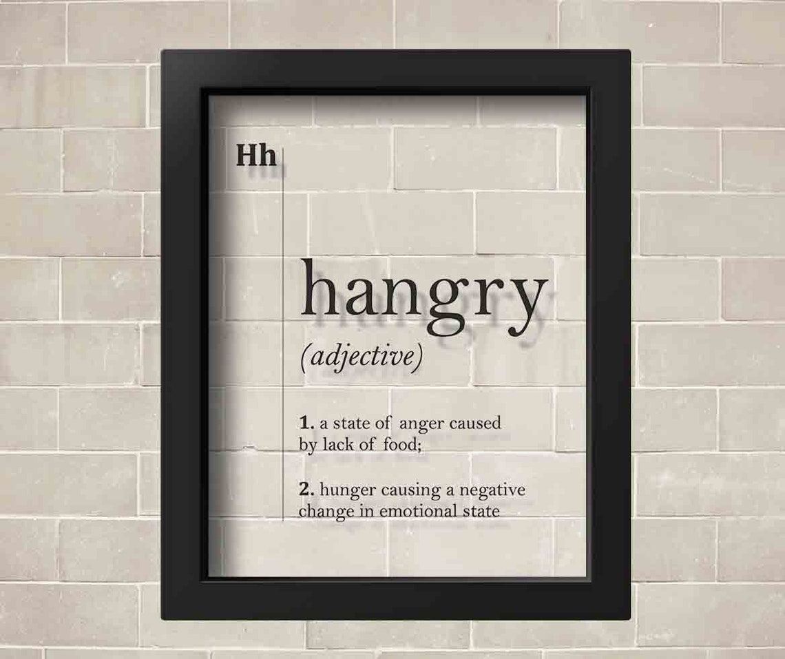 TRANSPARENT Hangry Funny Definition Print Kitchen Decor Home Wall Art ...
