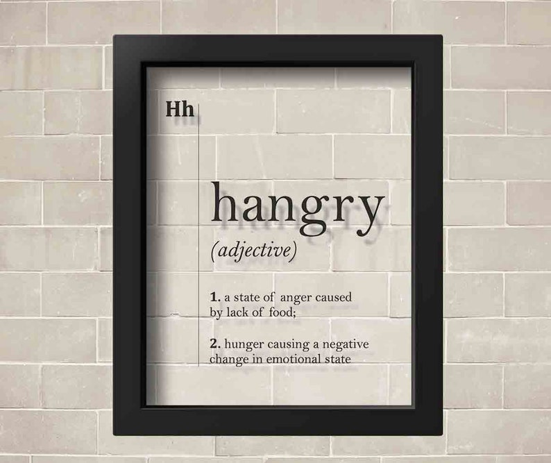 TRANSPARENT Hangry Funny Definition Print Kitchen Decor Home Wall Art ...