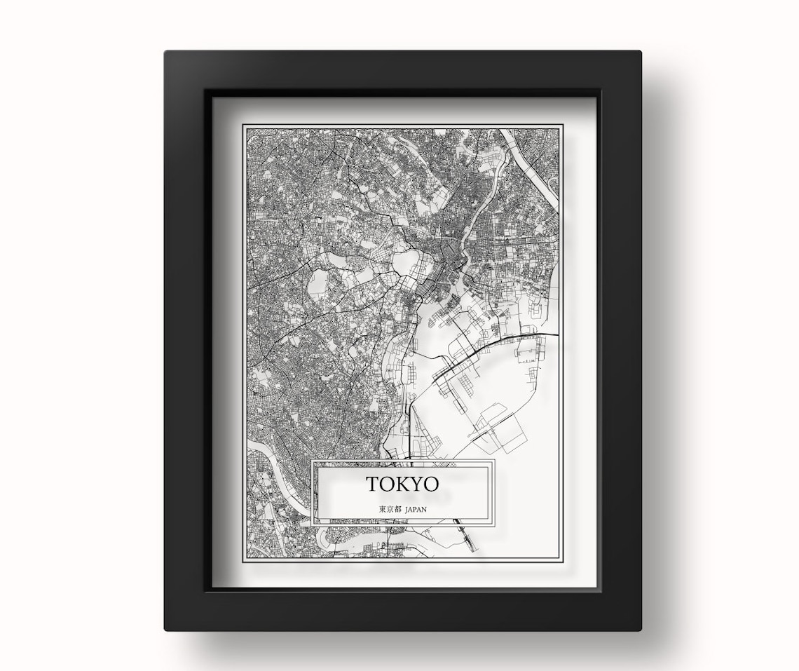TRANSPARENT Tokyo City Map Detailed Tokyo Map Tokyo Wall Art Tokyo ...