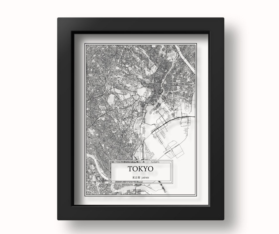 TRANSPARENT Tokyo City Map Detailed Tokyo Map Tokyo Wall Art Tokyo ...