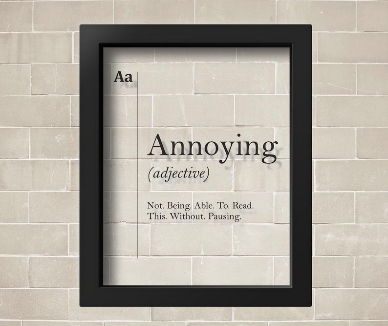 TRANSPARENT Annoying Definition Print Funny Office Wall Art - Etsy