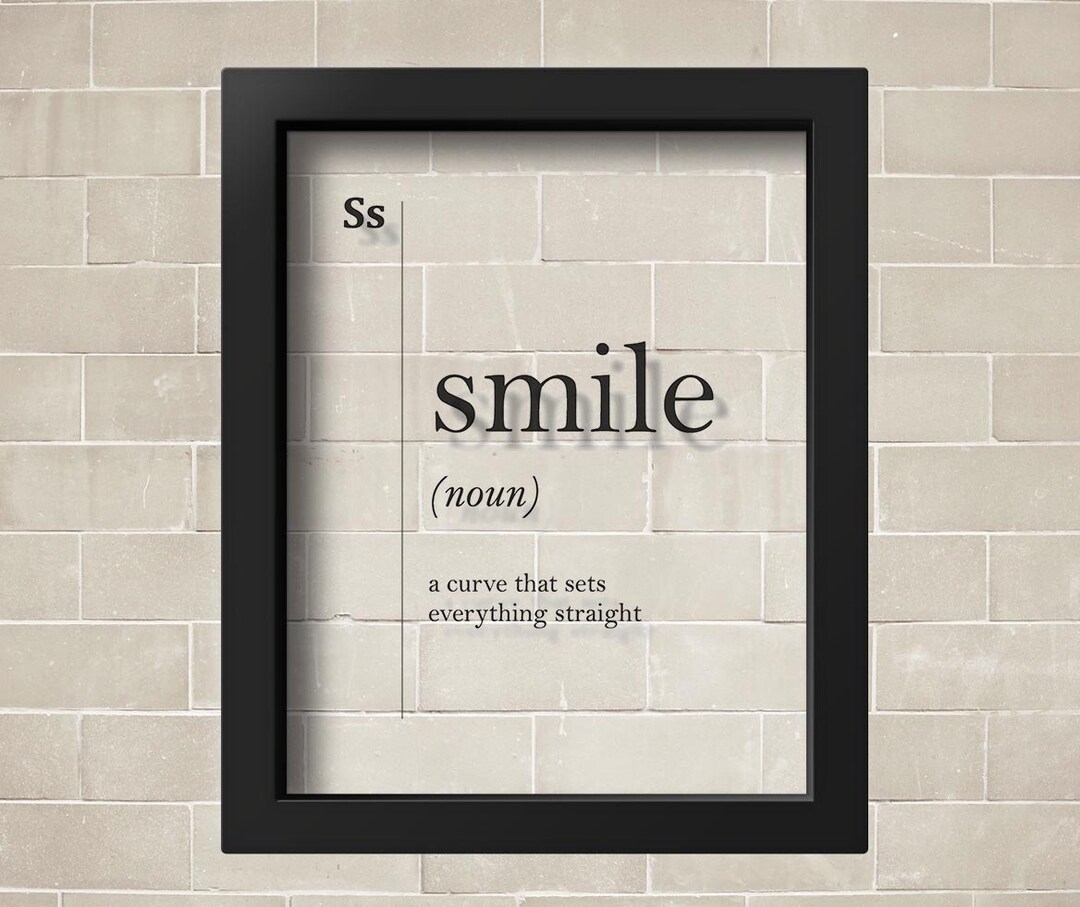 Smile Definition Acrylic Glass Poster, Smile Print, Nursery Wall Decor ...