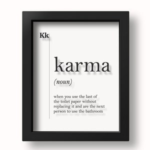 Transparent Karma Definition Print Karma Poster Bathroom Wall Decor ...