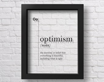 Optimism Definition Poster Optimist Gift Dorm Wall Decor College Humor ...