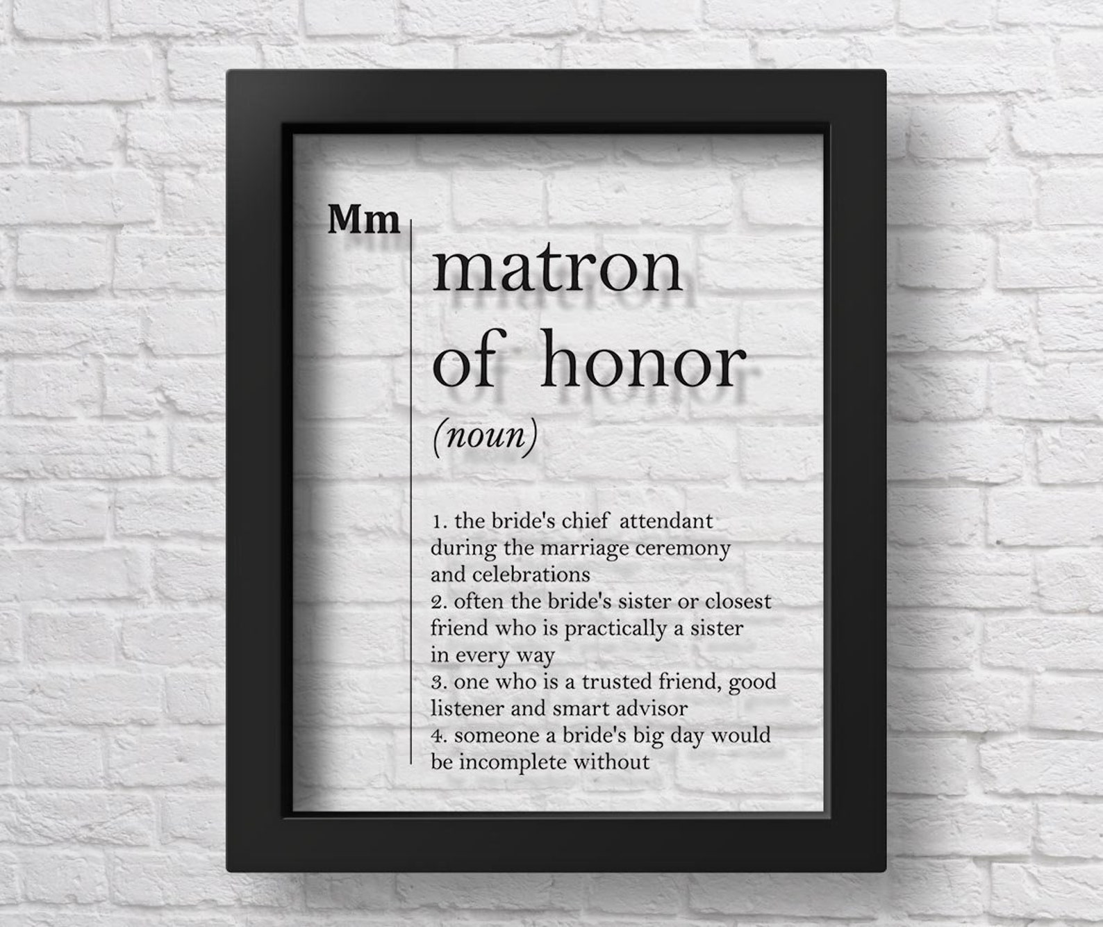 TRANSPARENT Matron of Honor Definition Print Gift for Matron - Etsy