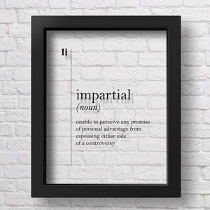 TRANSPARENT Impartial Definition Poster Friend Gift Office Decor Lawyer ...