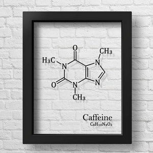 TRANSPARENT Caffeine Molecule Coffee Print Coffee Wall Art Cafe Decor ...