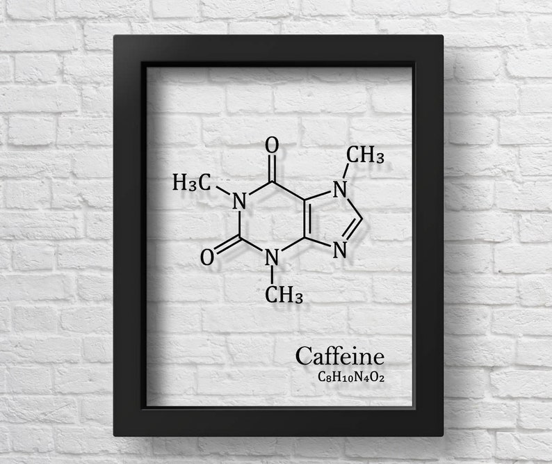TRANSPARENT Caffeine Molecule Coffee Print Coffee Wall Art Cafe Decor ...