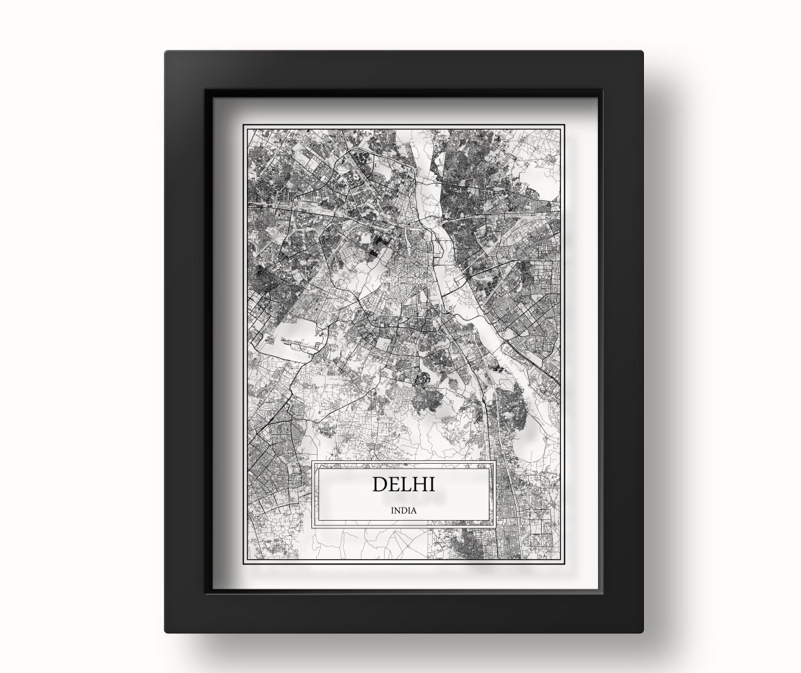 TRANSPARENT Delhi City Map Detailed Delhi Map Delhi Wall Art - Etsy