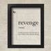 TRANSPARENT Revenge Definition Dorm Wall Art Print Funny Revenge Poster ...