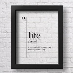 TRANSPARENT Life Definition Print Family Gift Home Wall Decor Friend ...