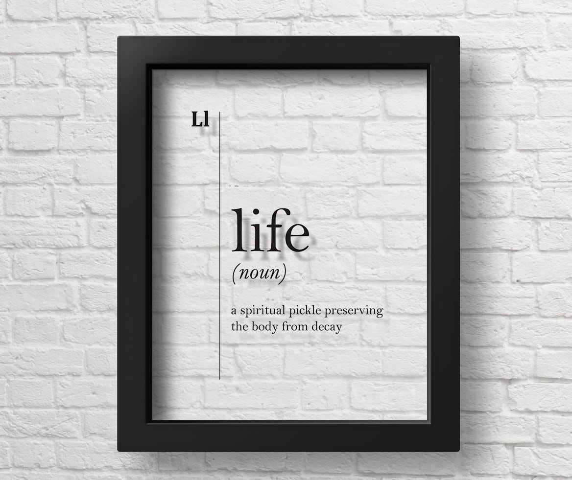 TRANSPARENT Life Definition Print Family Gift Home Wall Decor Friend ...