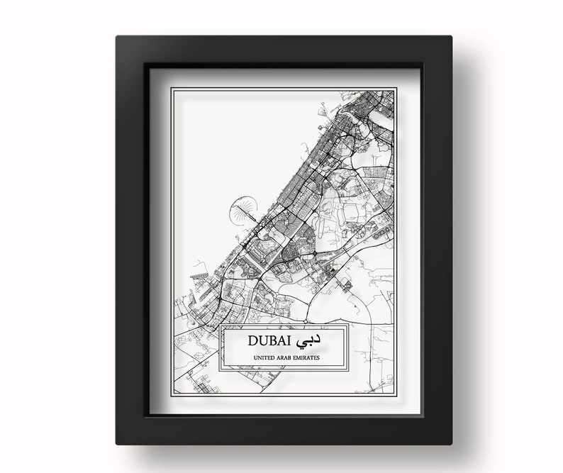 TRANSPARENT Dubai City Map Detailed Dubai Map Dubai Wall Art - Etsy