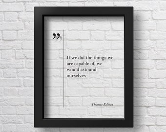 TRANSPARENT Thomas A. Edison Quote Motivational Wall Art | Etsy