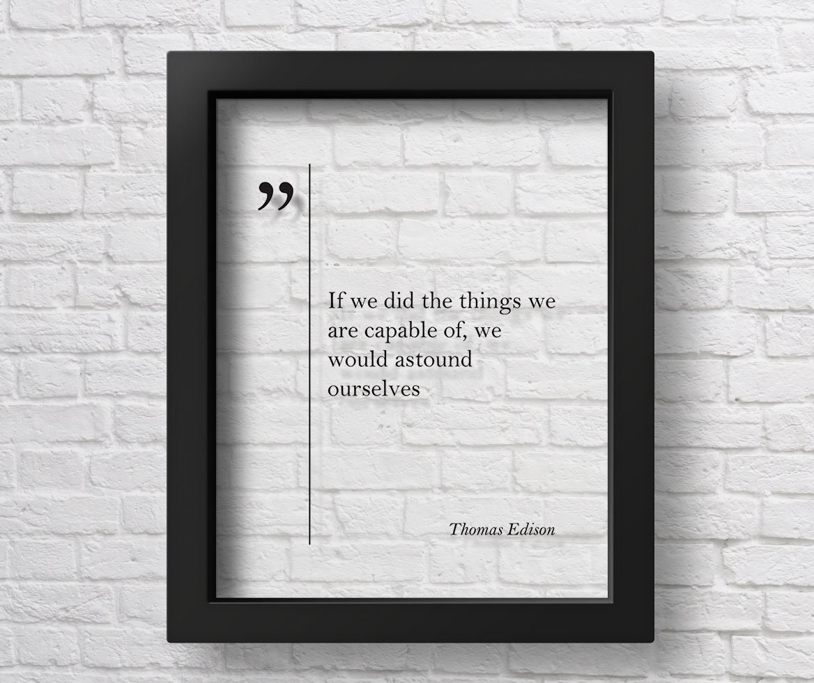 TRANSPARENT Thomas A. Edison Quote Motivational Wall Art - Etsy