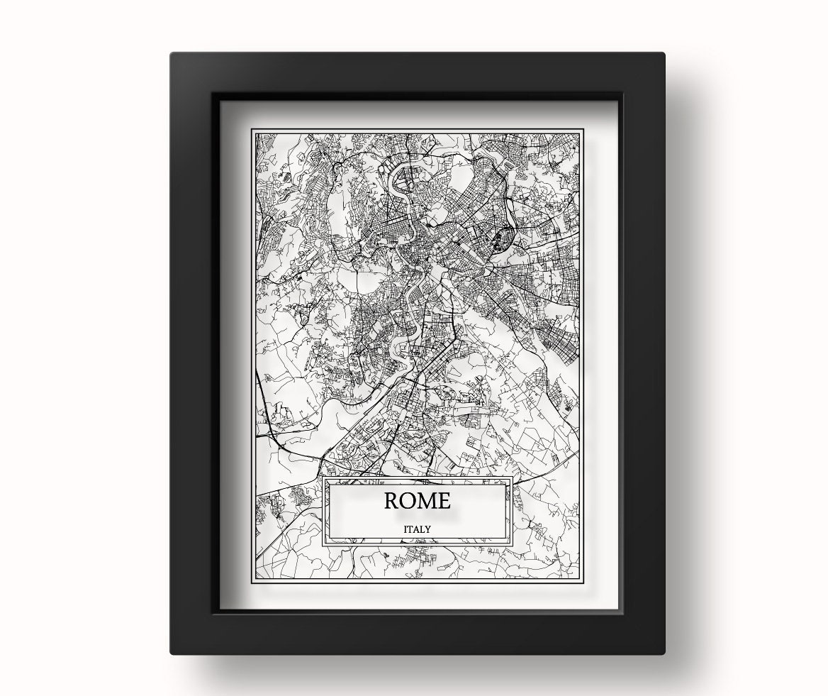 TRANSPARENT Rome City Map Detailed Rome Map Rome Wall Art Rome Print ...
