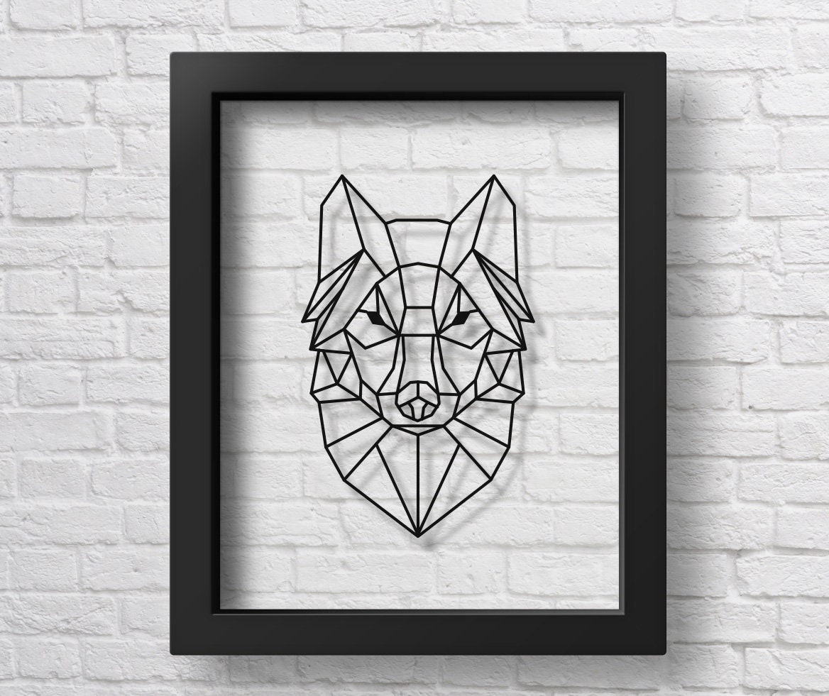 TRANSPARENT Abstract Wolf Poster, Geometric Wall Art, Wolf Print ...