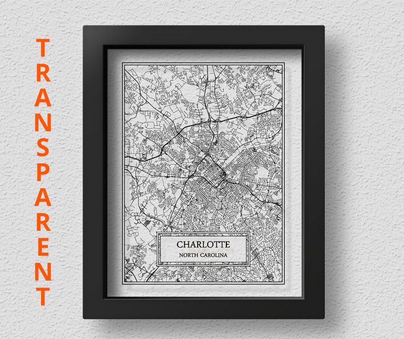 TRANSPARENT Charlotte City Map Detailed Charlotte Map Charlotte Wall ...